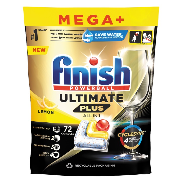 Finish Ultimate Plus All in 1 mosogatógép kapszula, Lemon, 72db - eMAG.hu