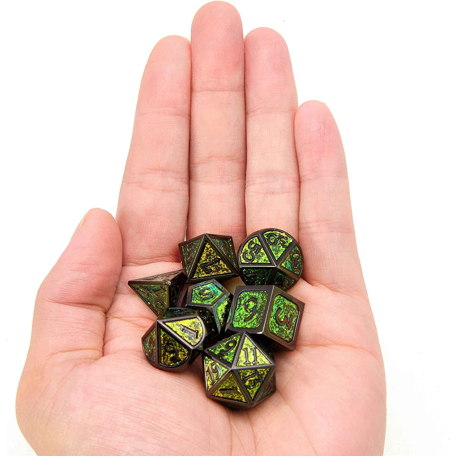 Set 7 zaruri de joc Dryad Power, Metal, Verde - eMAG.ro