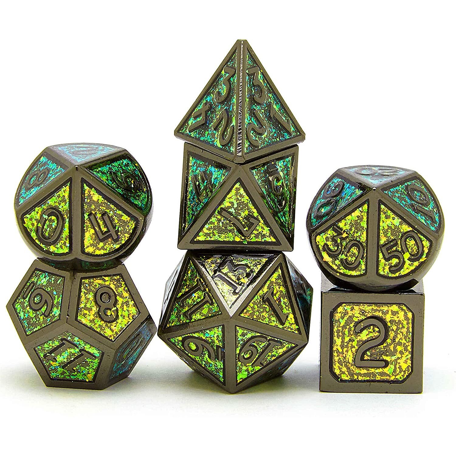 Set 7 zaruri de joc Dryad Power, Metal, Verde - eMAG.ro