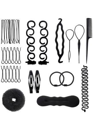 Set de par pentru coc, Edibazzar, Plastic, Negru - eMAG.ro