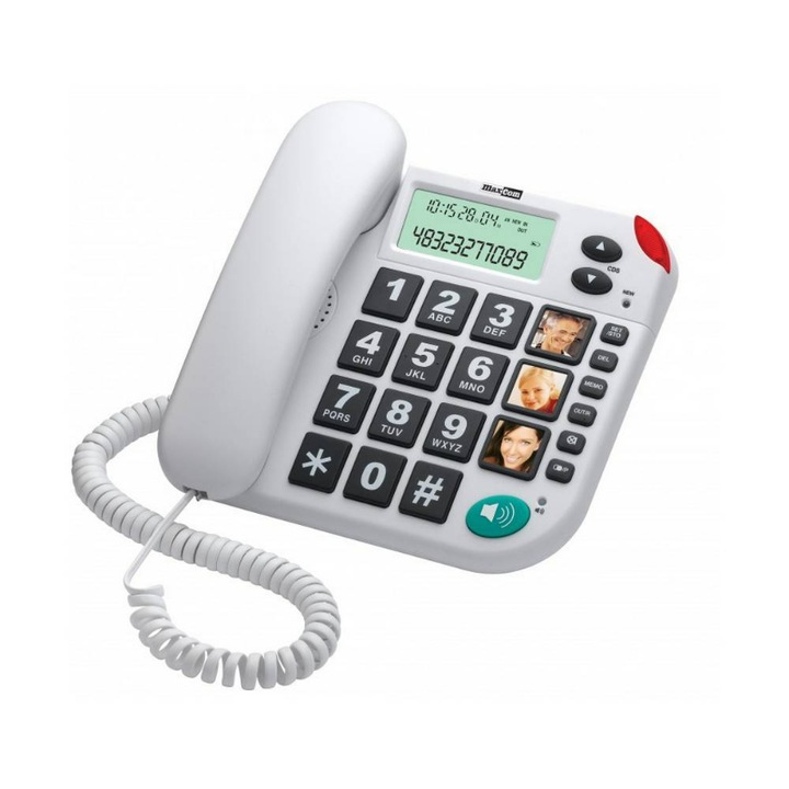 Telefon fix digital Maxcom, Functie SOS, Alb - eMAG.ro