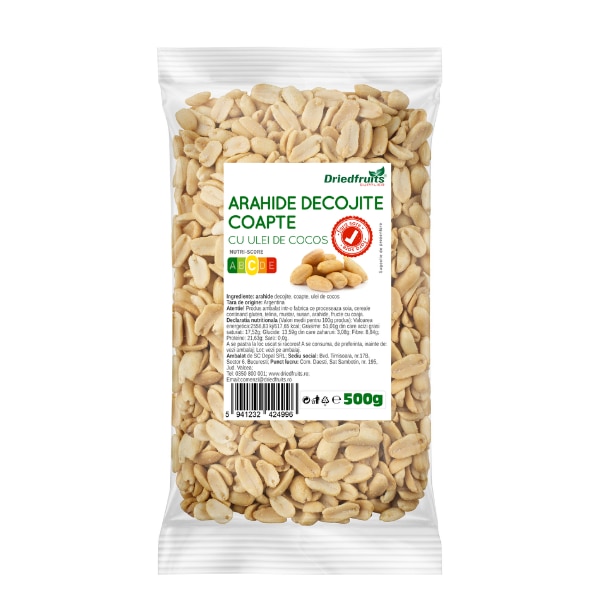 Arahide decojite coapte fara sare - cu ulei de cocos - 500 g - eMAG.ro