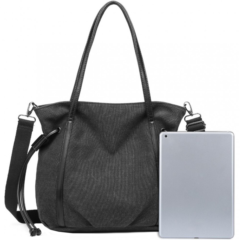 Geanta de umar pentru femei, casual din canvas, Miss Lulu EH2220BK ...