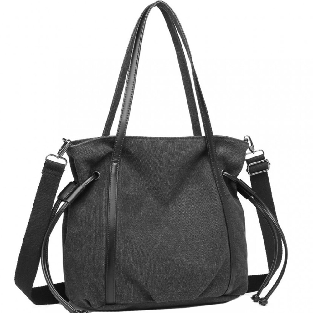 Geanta de umar pentru femei, casual din canvas, Miss Lulu EH2220BK ...