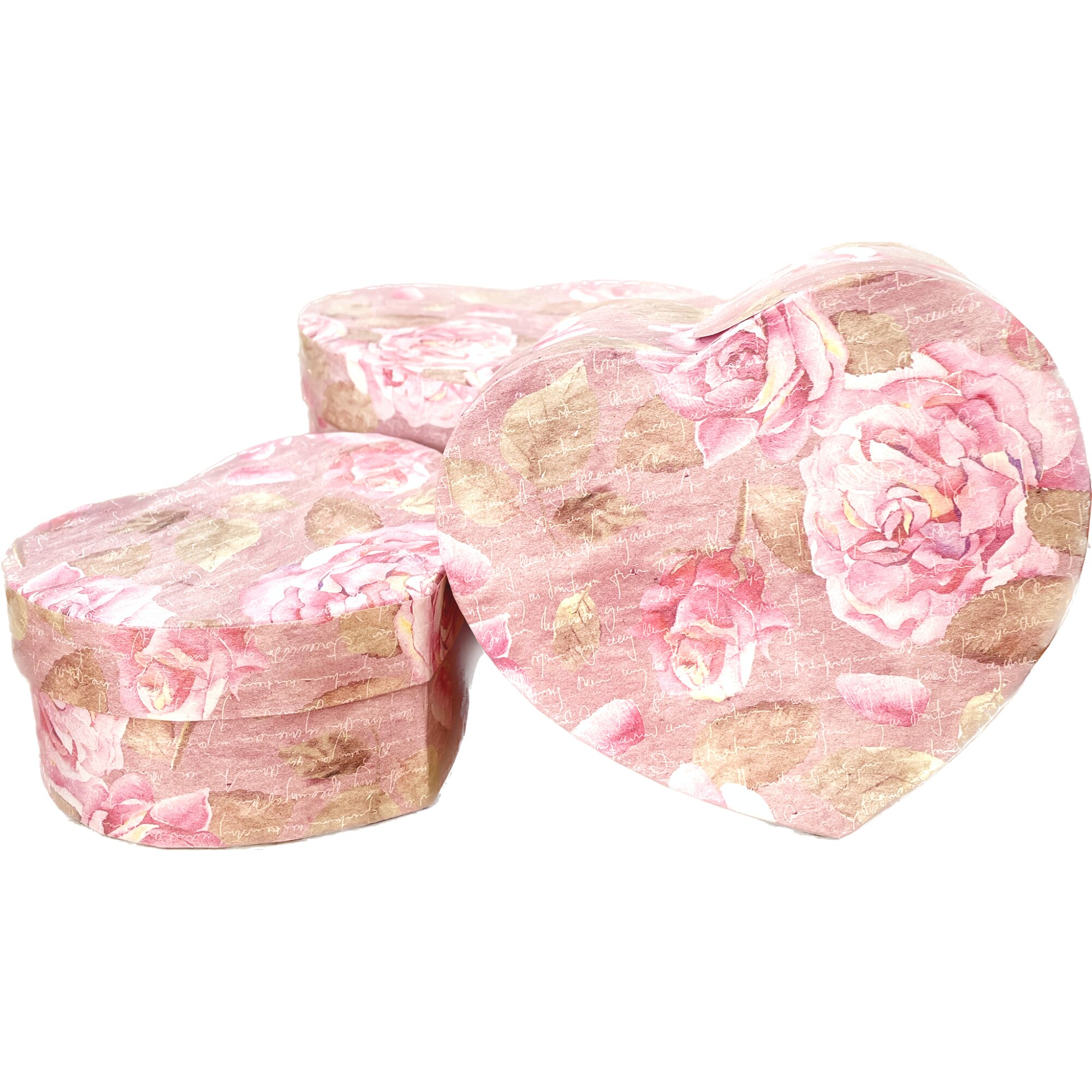 Cutii decorative in forma de Inima, Roz, Set x3 marimi diferite, 20cm ...