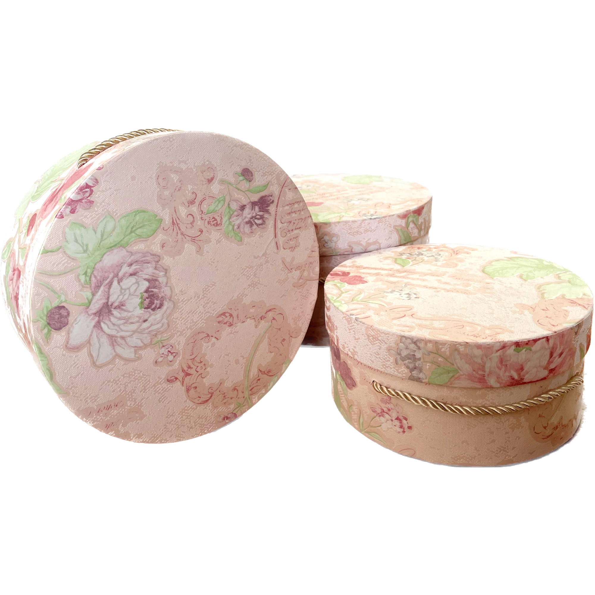 Cutii decorative Rotunde, Roz, Set x3 marimi diferite, 20cm - eMAG.ro