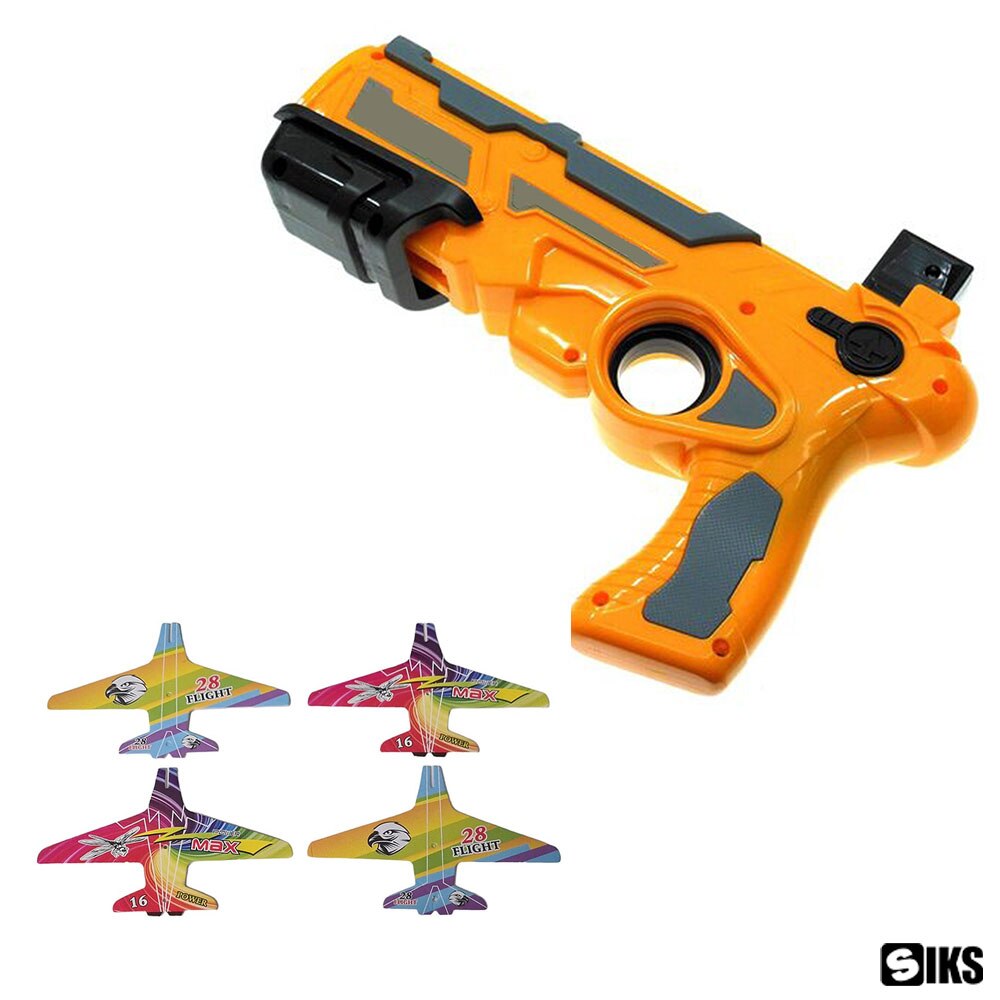 Pistol SIKS Tip Lansator De Avioane De Jucarie, Cu 4 Avioane Incluse ...