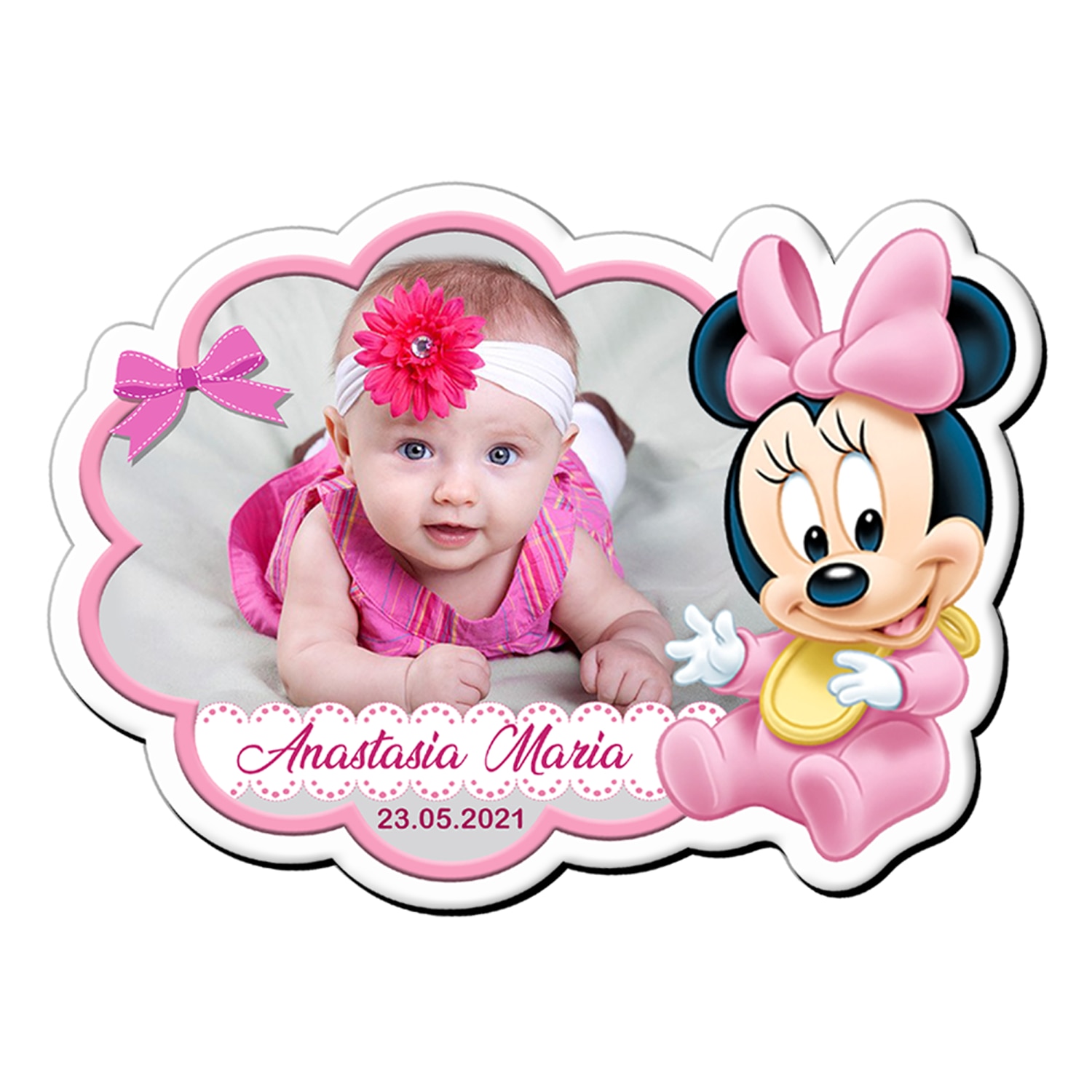 Set 10 bucati, Marturie botez magnetica Rama Minnie Mouse - eMAG.ro