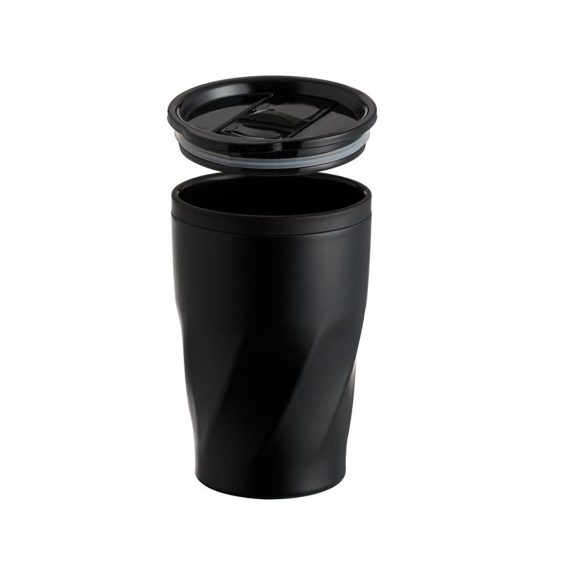 Pahar pentru cafea cu capac, metal/plastic, AKX5648, negru, 350 ml ...