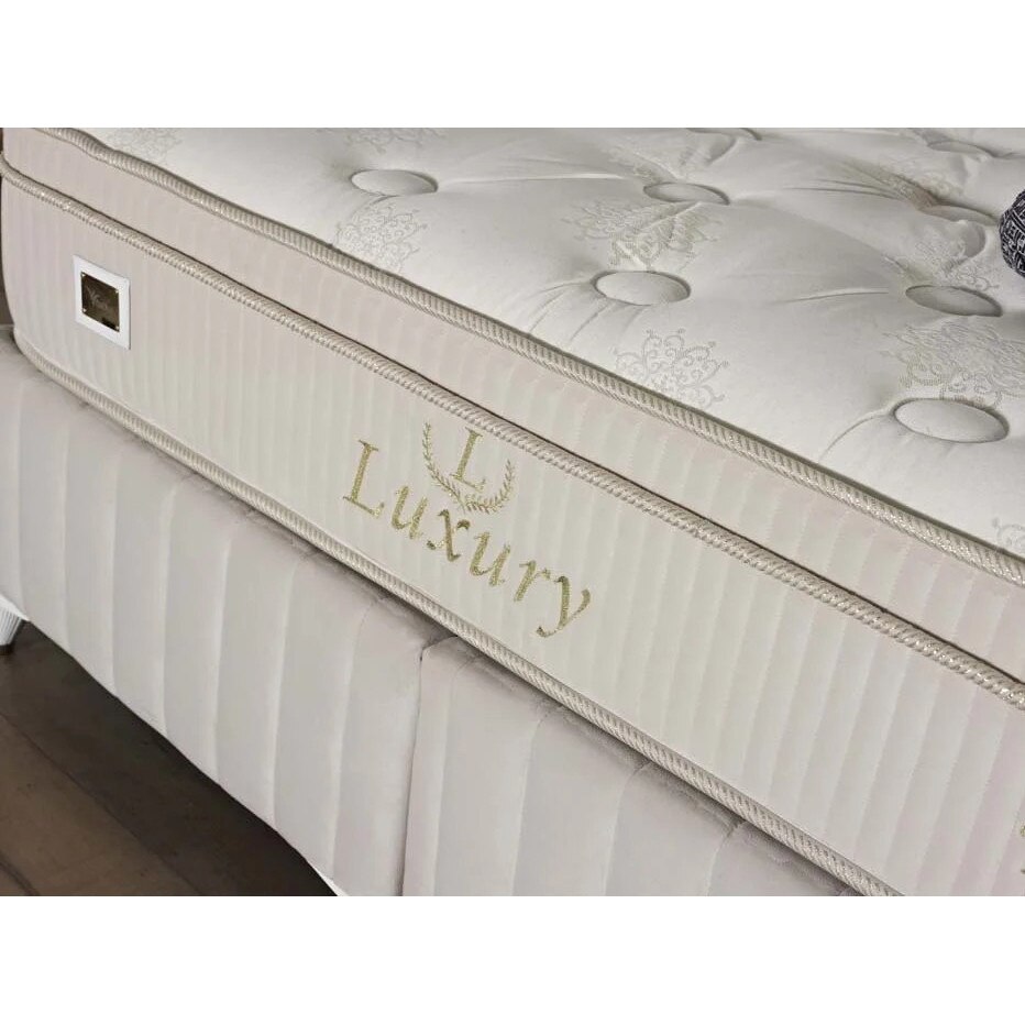 Saltea ortopedica Luxury, crem, cu arcuri impachetate individual in sac Pocket si spuma ...