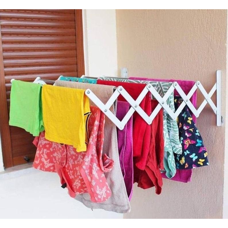 Uscator Rufe metalic, Extensibil, Prindere pe Perete, 5 bare x 70 cm ...