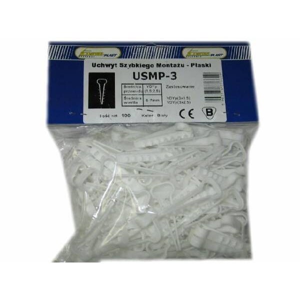 Set 100 suporturi montare cabluri USMP-3, Elektro-Plast Opatówe, Alb ...