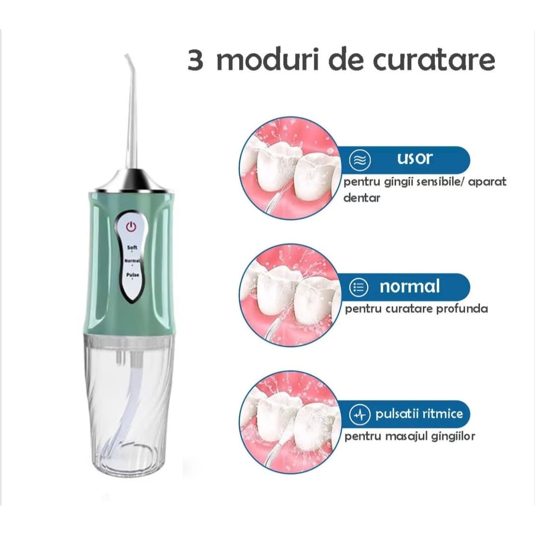 Irigator Oral Pentru Dus Bucal, 3.5 W, Aparat Portabil Cu 4 Capete ...