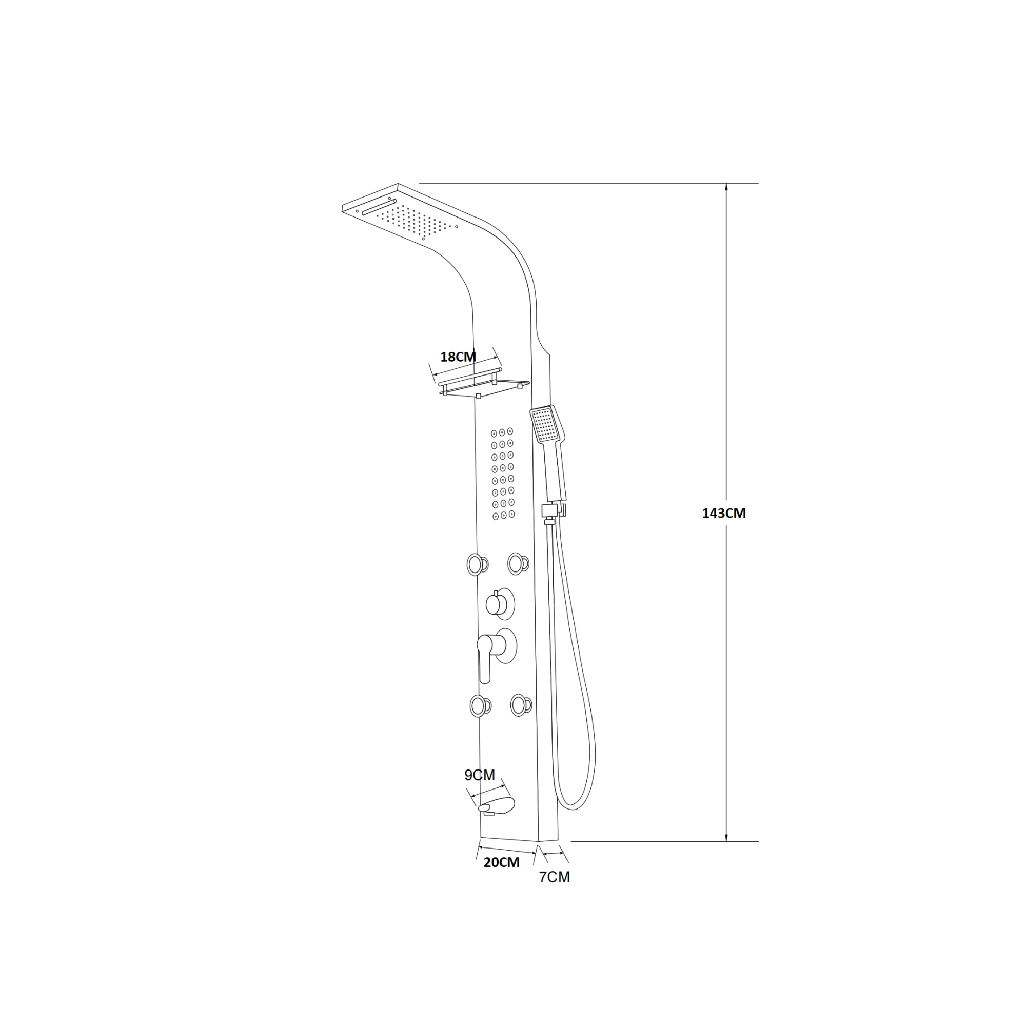 Panou dus hidromasaj inox, Indes, 5 Functii, Argintiu - eMAG.ro