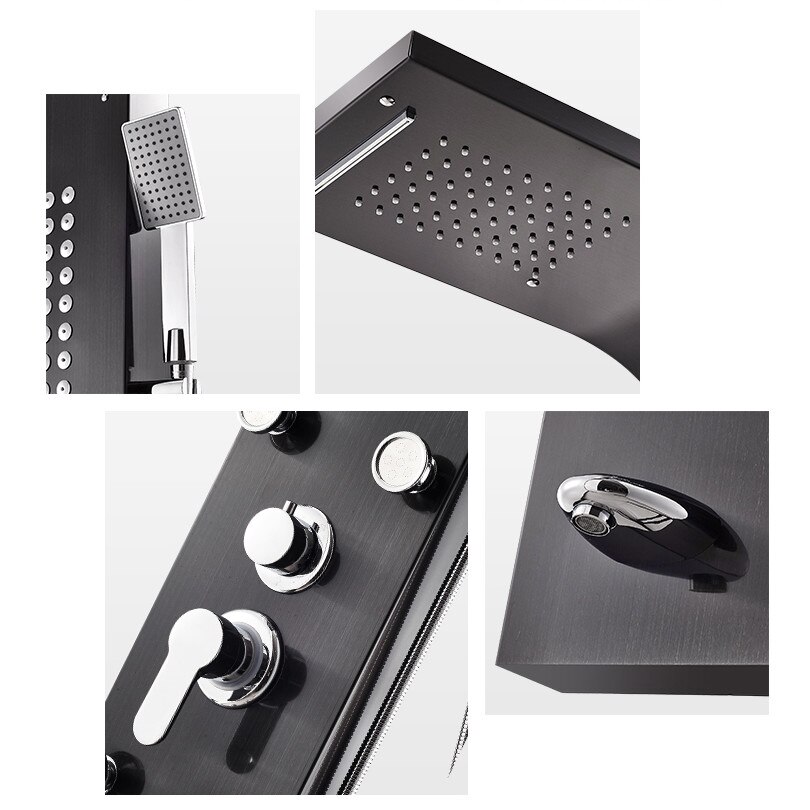 Panou dus hidromasaj inox, Indes, 5 Functii, Negru - eMAG.ro