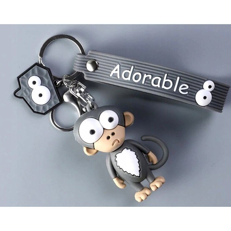 Breloc cu maimuta, Cauciuc/Sintetic/Metal, Multicolor - eMAG.ro