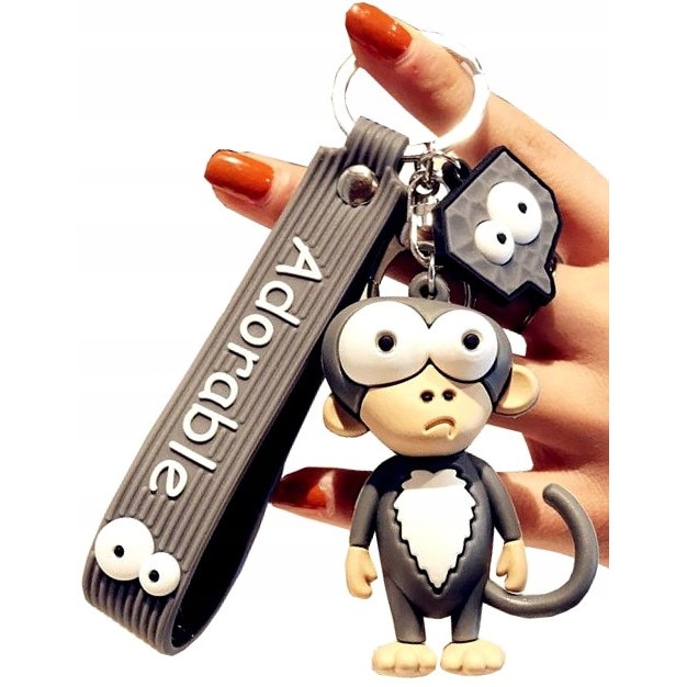 Breloc cu maimuta, Cauciuc/Sintetic/Metal, Multicolor - eMAG.ro