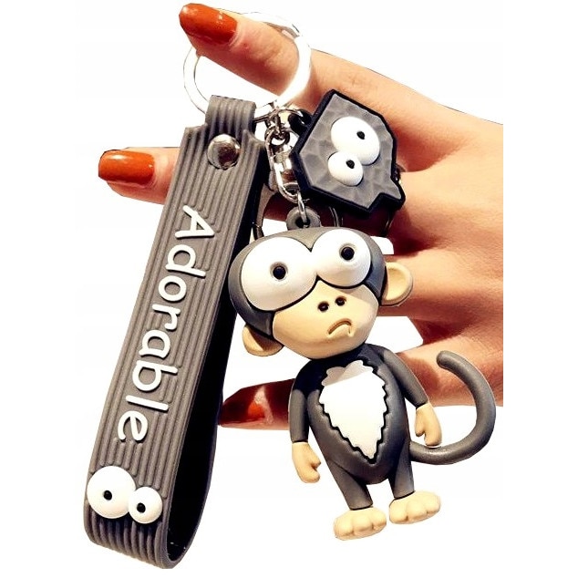 Breloc cu maimuta, Cauciuc/Sintetic/Metal, Multicolor - eMAG.ro