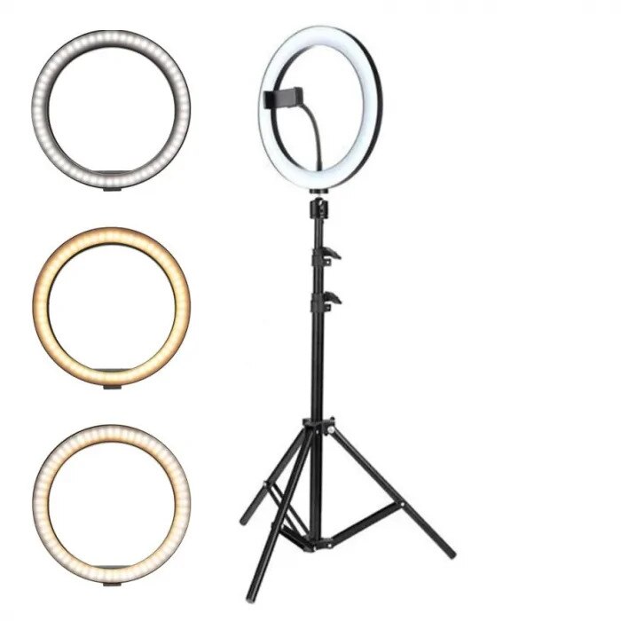 Lampa circulara Ring Light, MAICKY, 96 x LED SMD, 3 trepte lumina ...