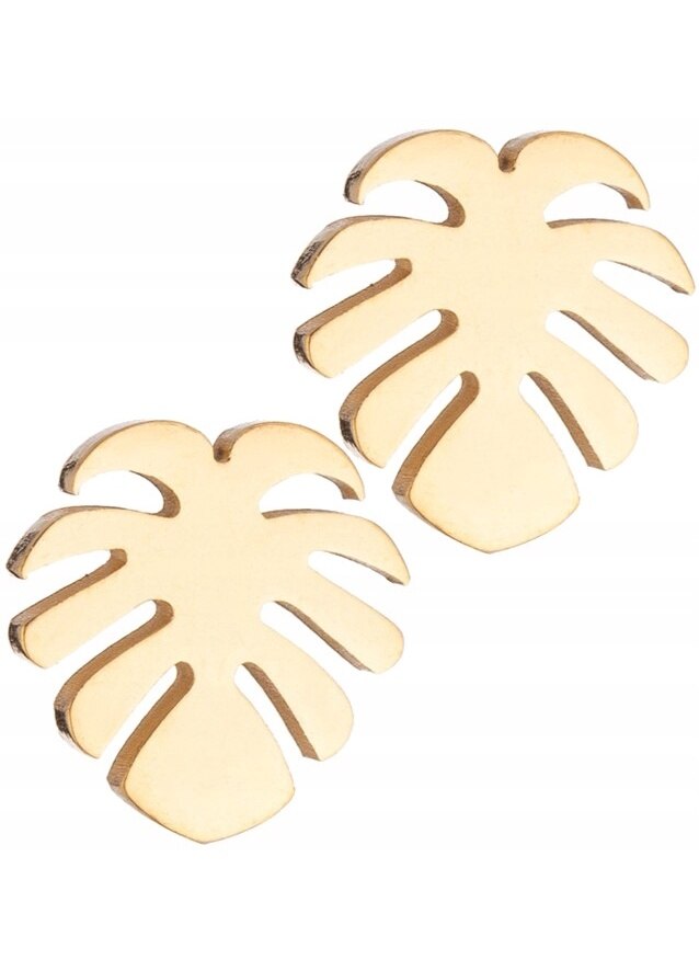 Cercei dama, Edibazzar, Otel inoxidabil, Model frunza, Auriu - eMAG.ro