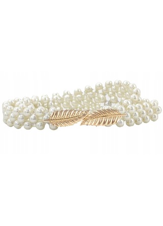 Curea dama, Perle, Plastic/metal, Alb/auriu - eMAG.ro