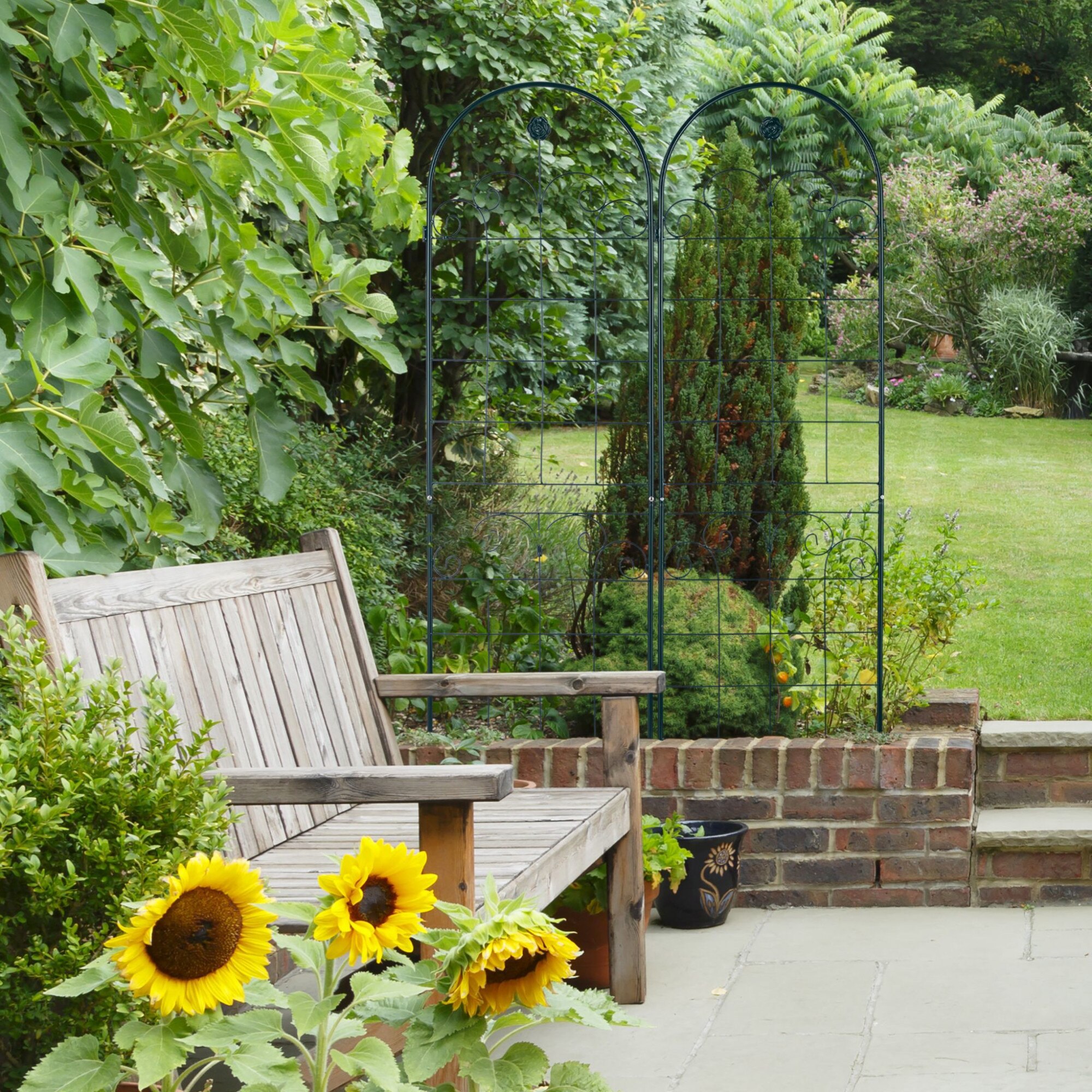 Set 2 arcade metalice de gradina pentru flori cataratoare, verde inchis ...