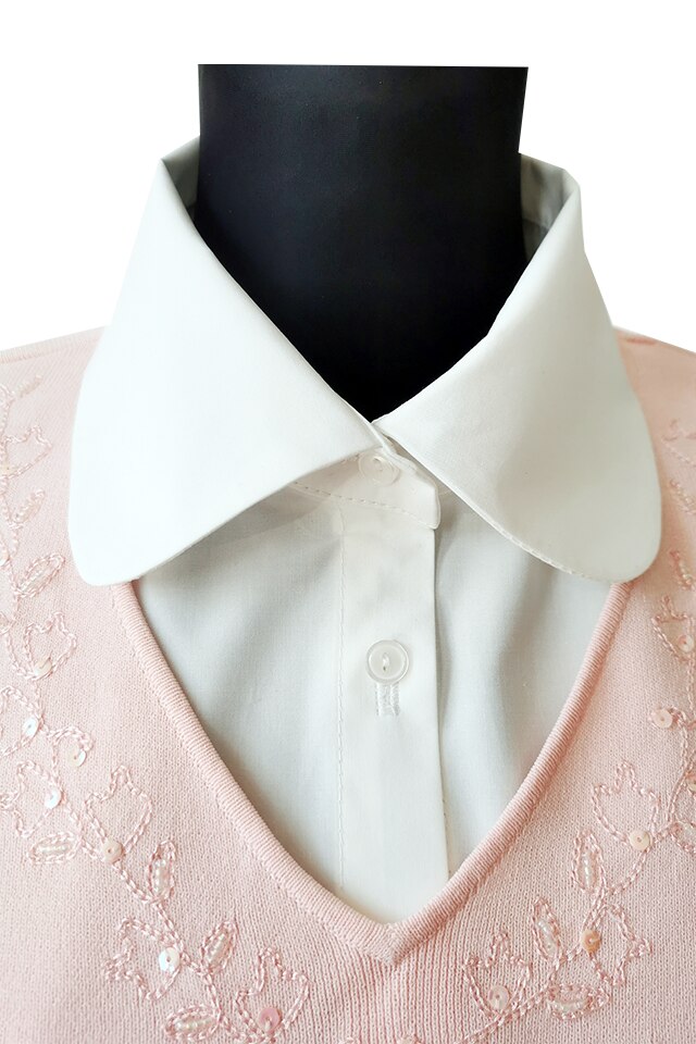 Guler de camasa detasabil, Maralyn, alb, rotund, clasic, bumbac, marime ...