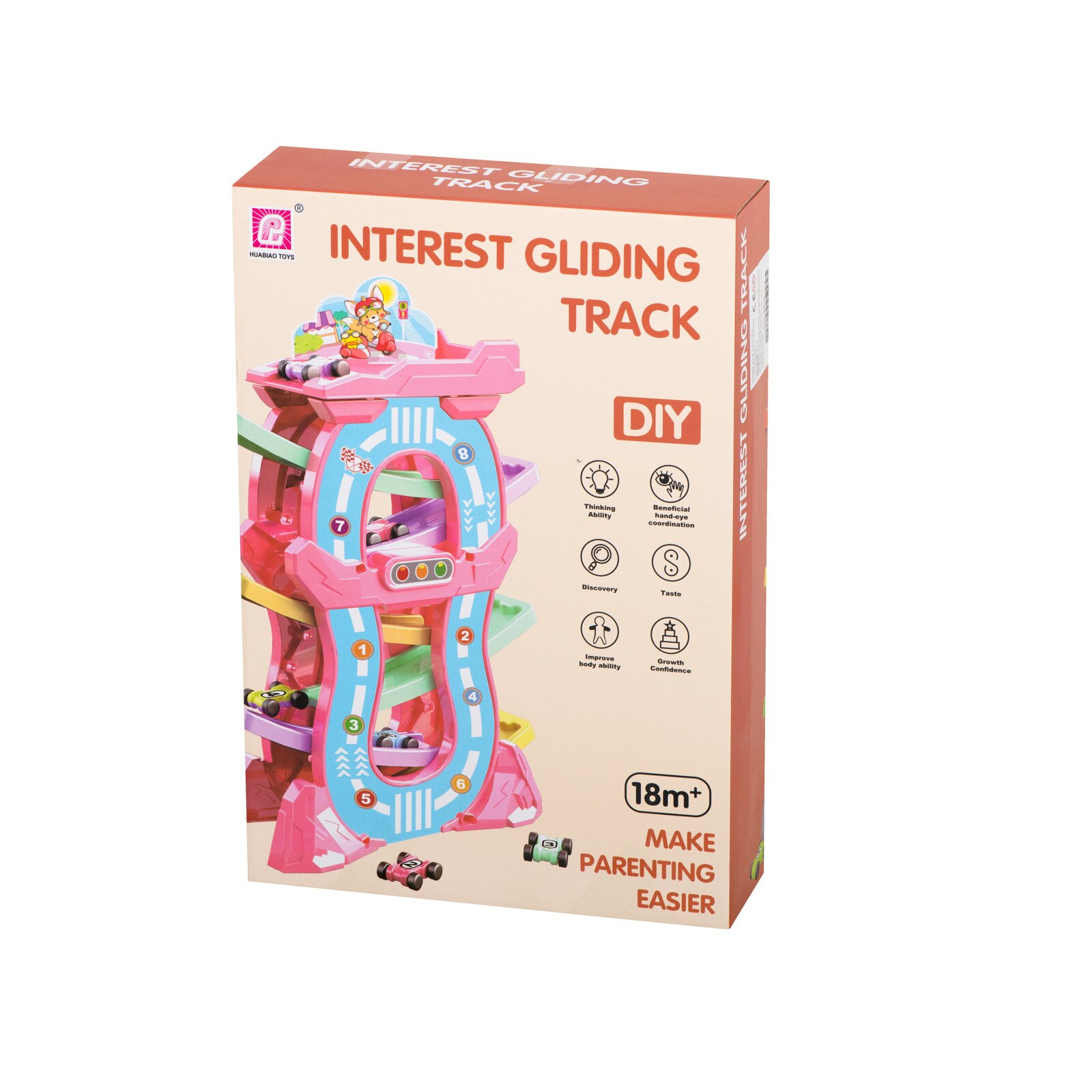 Garaj auto cu pista pe 5 etaje si 8 masinute colorate iMK® sarituri ...