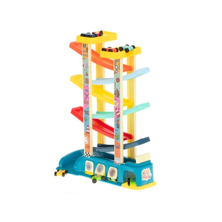 Garaj pentru masinute cu pista auto si 8 masinute iMK®, multicolor ...