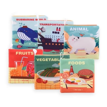 Set 6 carticele textile educative cu pagini chitaitoare si fosnaitoare ...