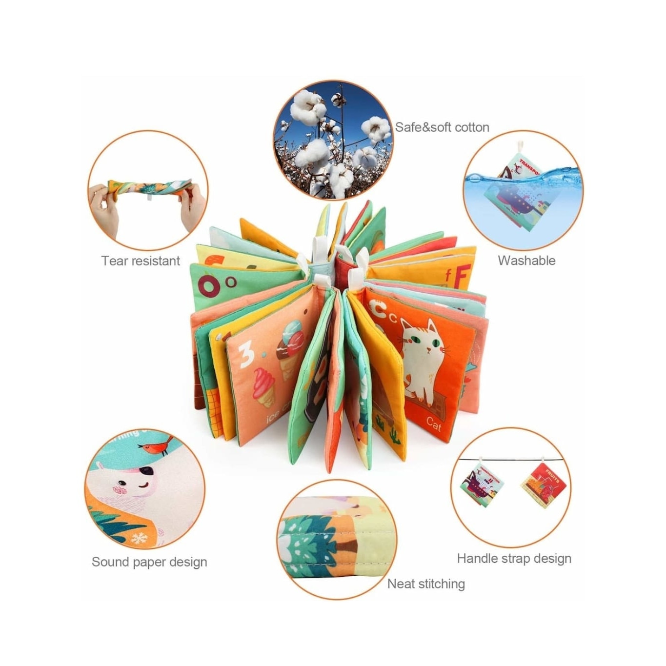 Set 6 carticele textile educative cu pagini chitaitoare si fosnaitoare ...