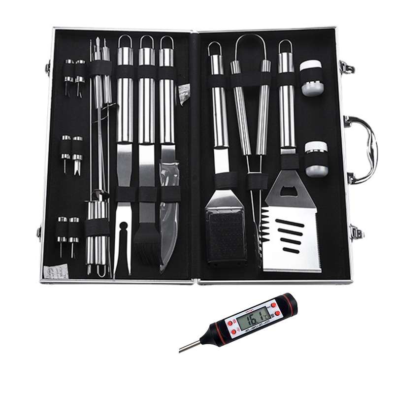 Set 18 de ustensile pentru gratar, Otel inoxidabil, Argintiu - eMAG.ro