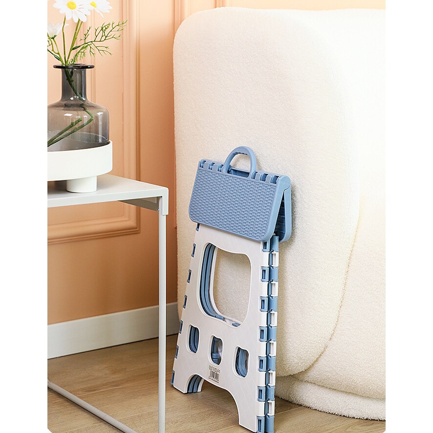 Taburet pliabil, Plastic, 39cm, Alb/Albastru - eMAG.ro