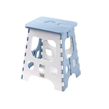 Taburet pliabil, Plastic, 39cm, Alb/Albastru - eMAG.ro