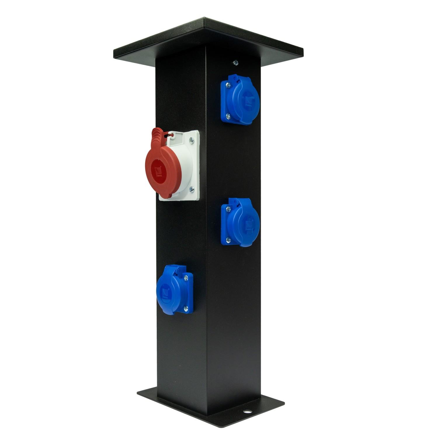 Stalp exterior cu 4 prize, Pawbol, 1x16A/5p + 3x230V, Negru - eMAG.ro
