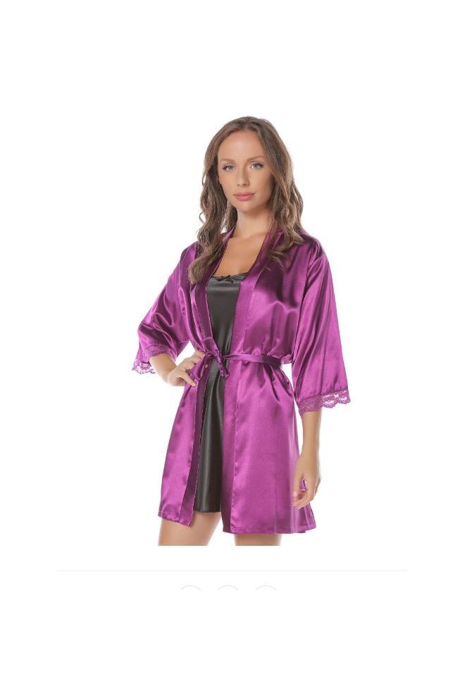 Halat dama Satin Bella Collection, Model Alina, Mov, S - eMAG.ro