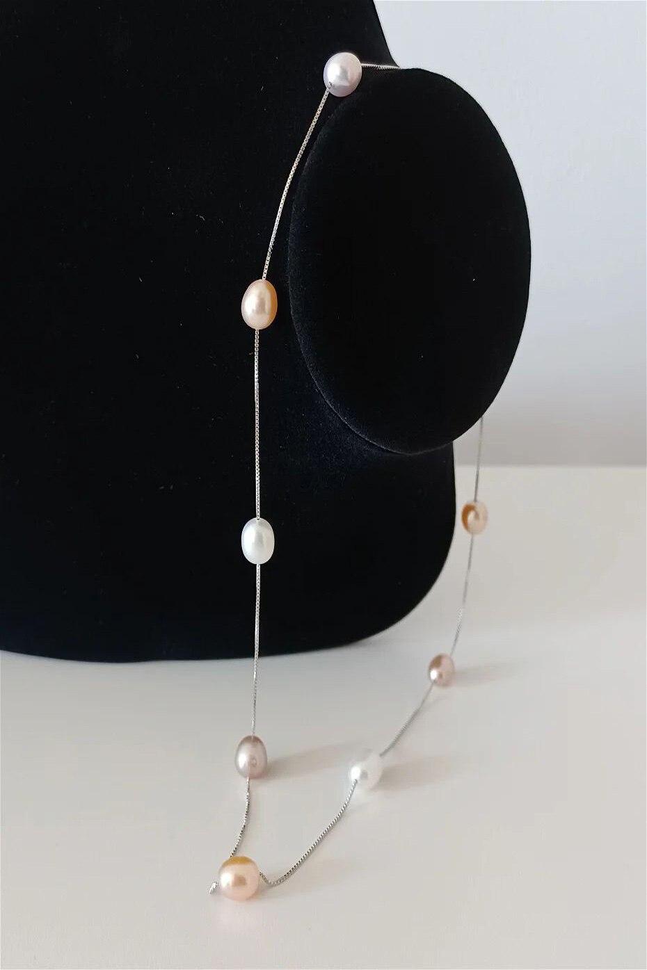 Colier perle colorate si argint, 45cm lungime - eMAG.ro