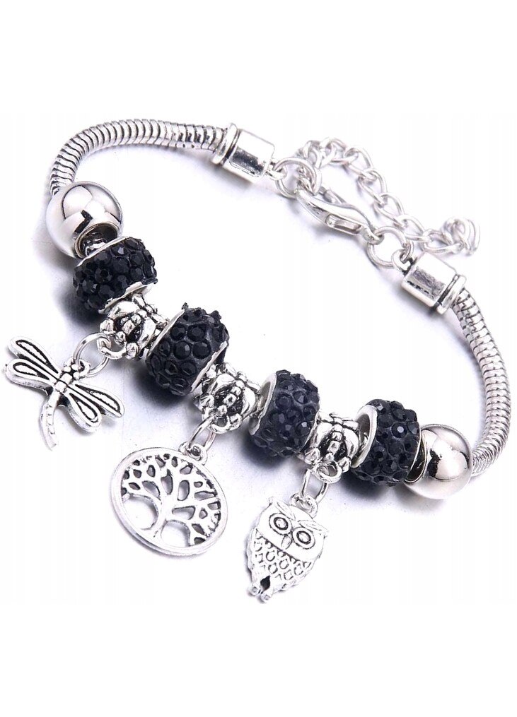 Bratara boho pentru dama, Edibazzar, Metal, Argintiu/Negru - eMAG.ro