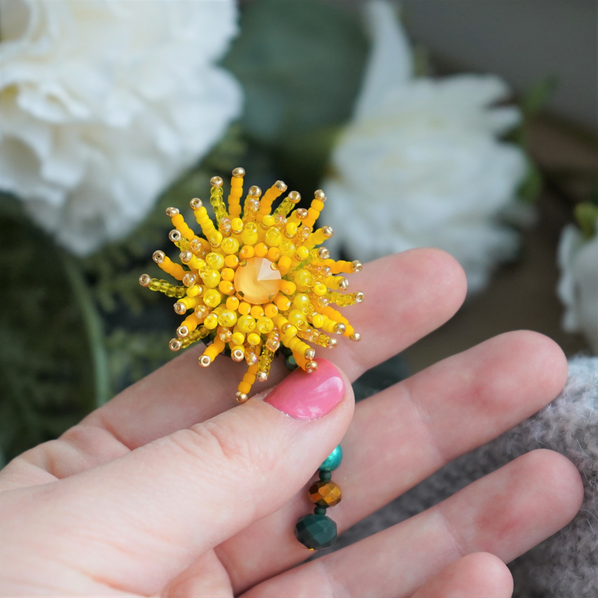 Brosa Handmade, Floare Papadie, Galben, 6,5x2,5 Cm - eMAG.ro