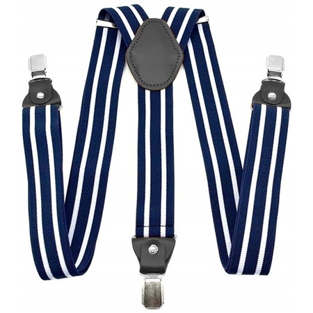 Bretele elastice unisex Edibazzar, Material sintetic, Albastru/Alb ...