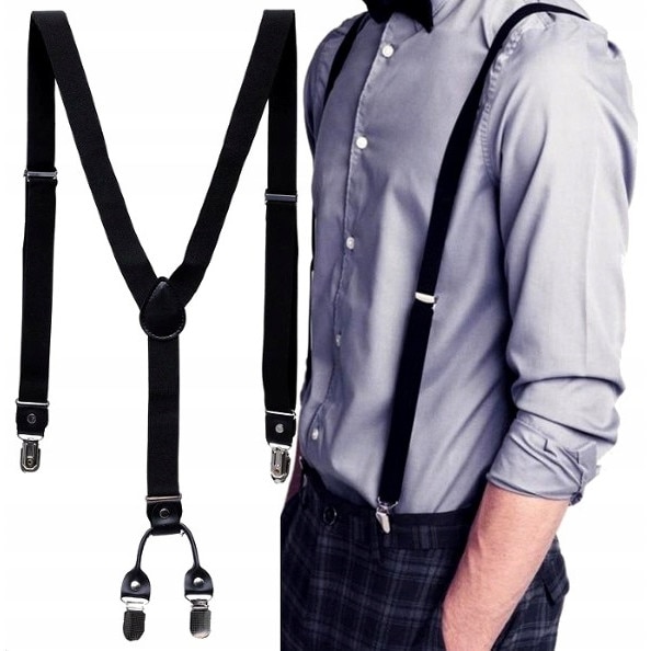 Bretele elastice unisex, Material sintetic, Negru - eMAG.ro