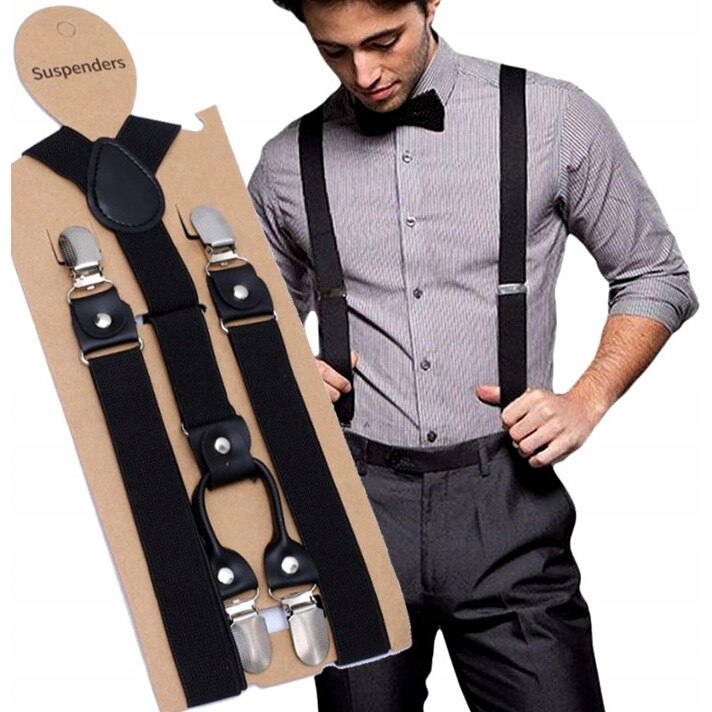 Bretele elastice unisex, Material sintetic, Negru - eMAG.ro
