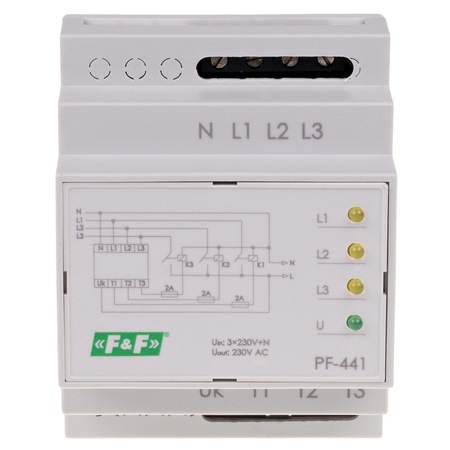 Comutator automat de faza, F&F, Model PF-441, 3 x 230V+N, Alb - eMAG.ro