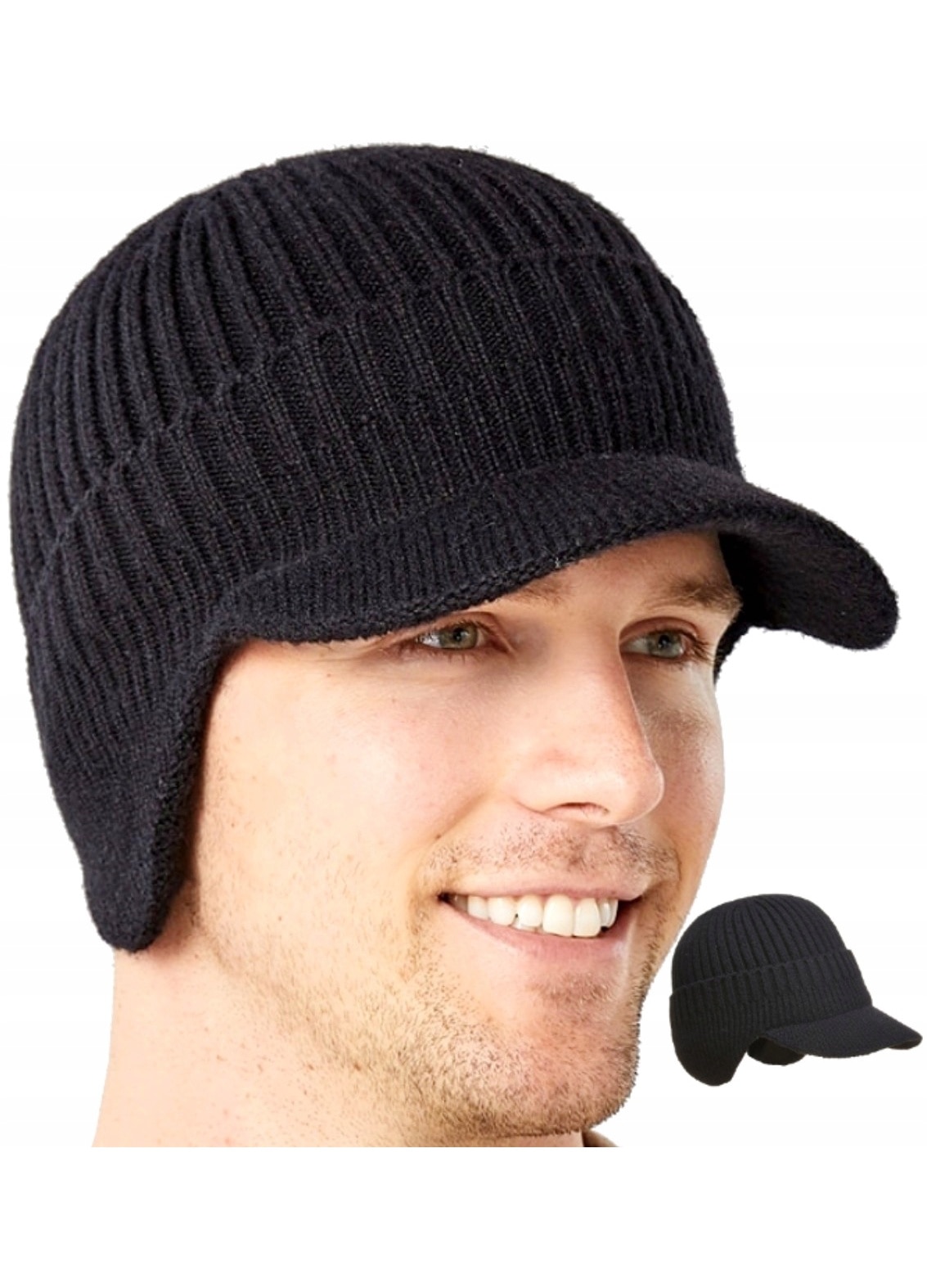 Sapca de iarna barbati, Edibazzar, Acril, Negru, One Size - eMAG.ro