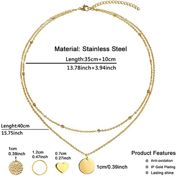 Colier dama, Inox, Placat cu aur 18K, Auriu - eMAG.ro