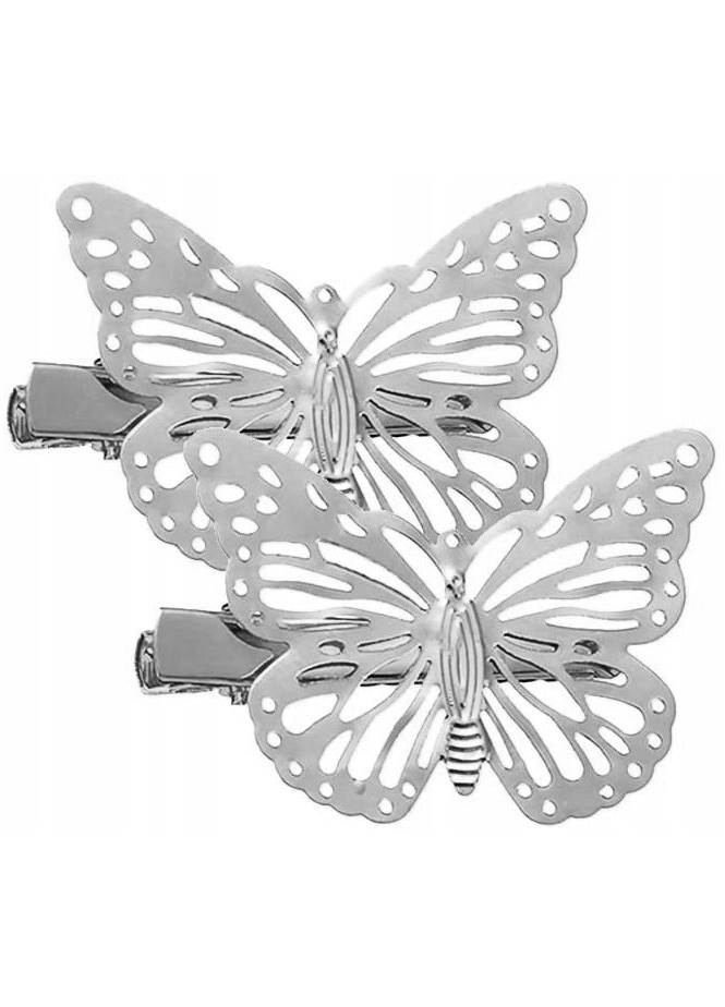 Agrafa de par sub forma de fluture, Edibazzar, Metal, Argintiu - eMAG.ro