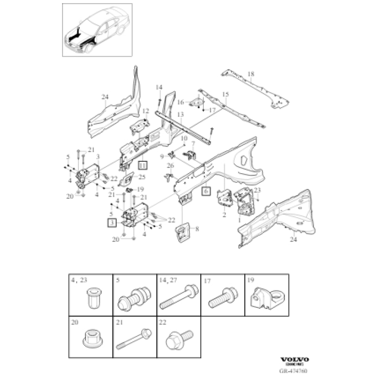 Suport lampa, Volvo, S90/V90 II - eMAG.ro