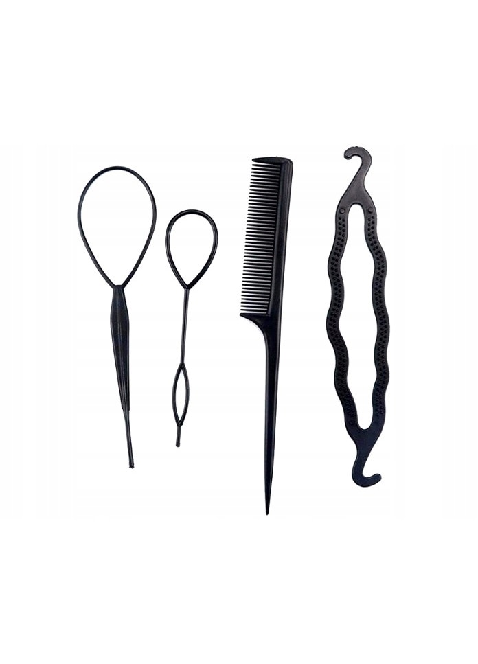 Set de par pentru coc retro vintage, Edibazzar, Plastic, 4 piese, Negru ...