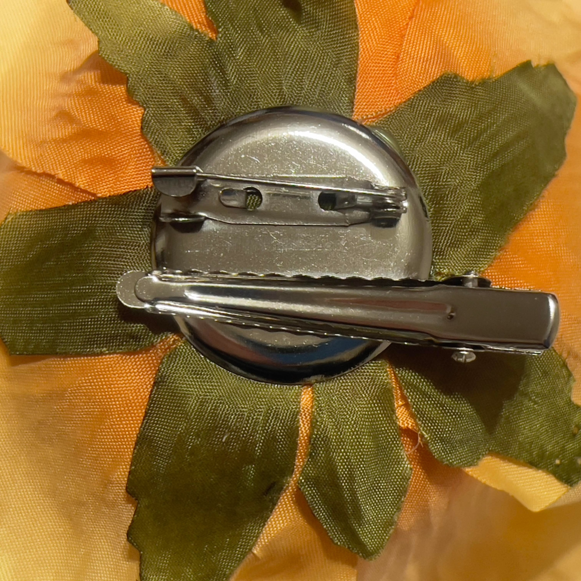 Брошка, Handmade, Pоза, Цвете 3D, Statement, 3 в 1, Текстил, Mетал ...