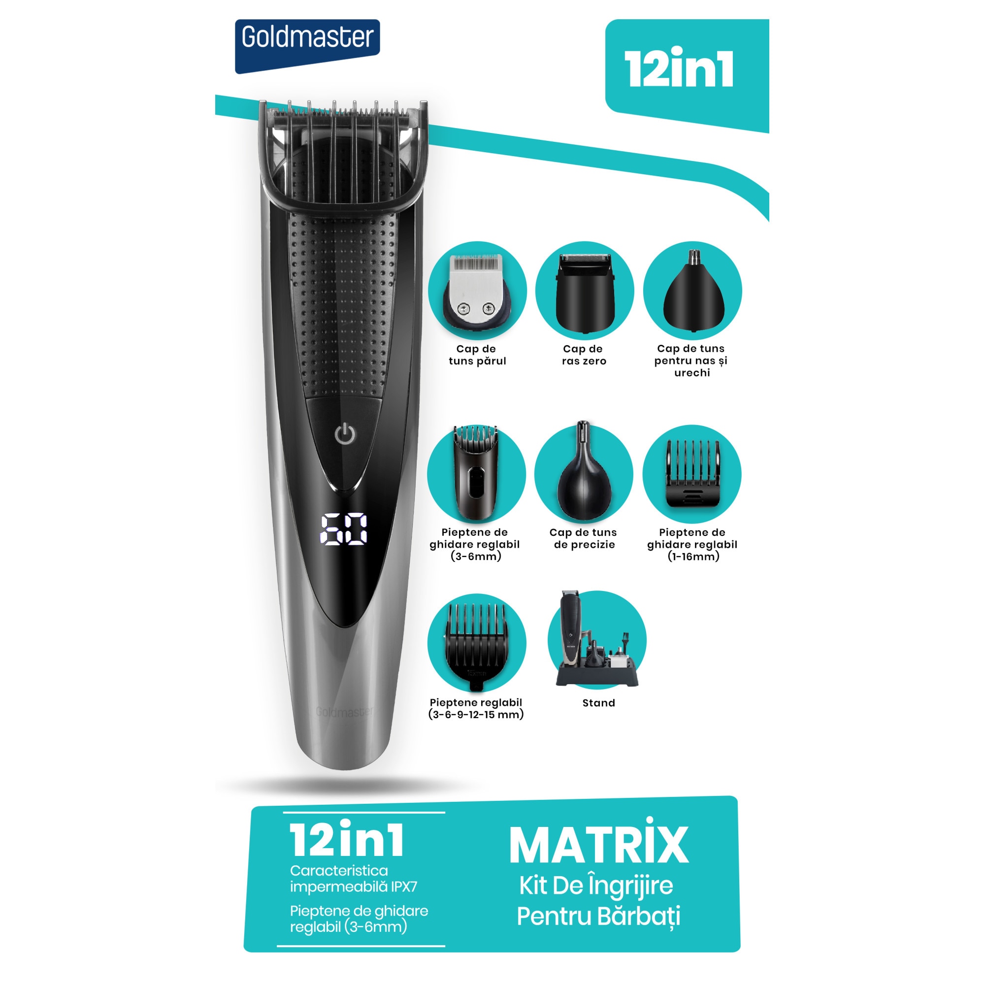 Aparat de tuns Goldmaster GM-8108, Lame otel, Incarcare rapida, Lithium ...